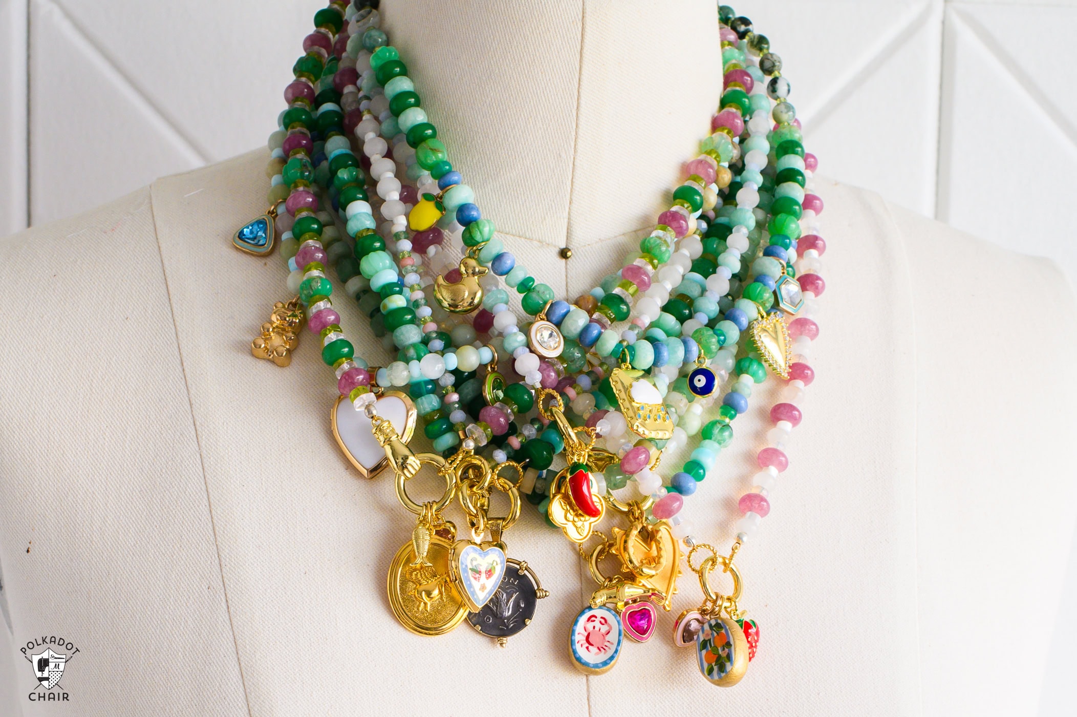 Easy Beaded Charm Necklace Tutorial with Step-by-Step Photos - Polka ...